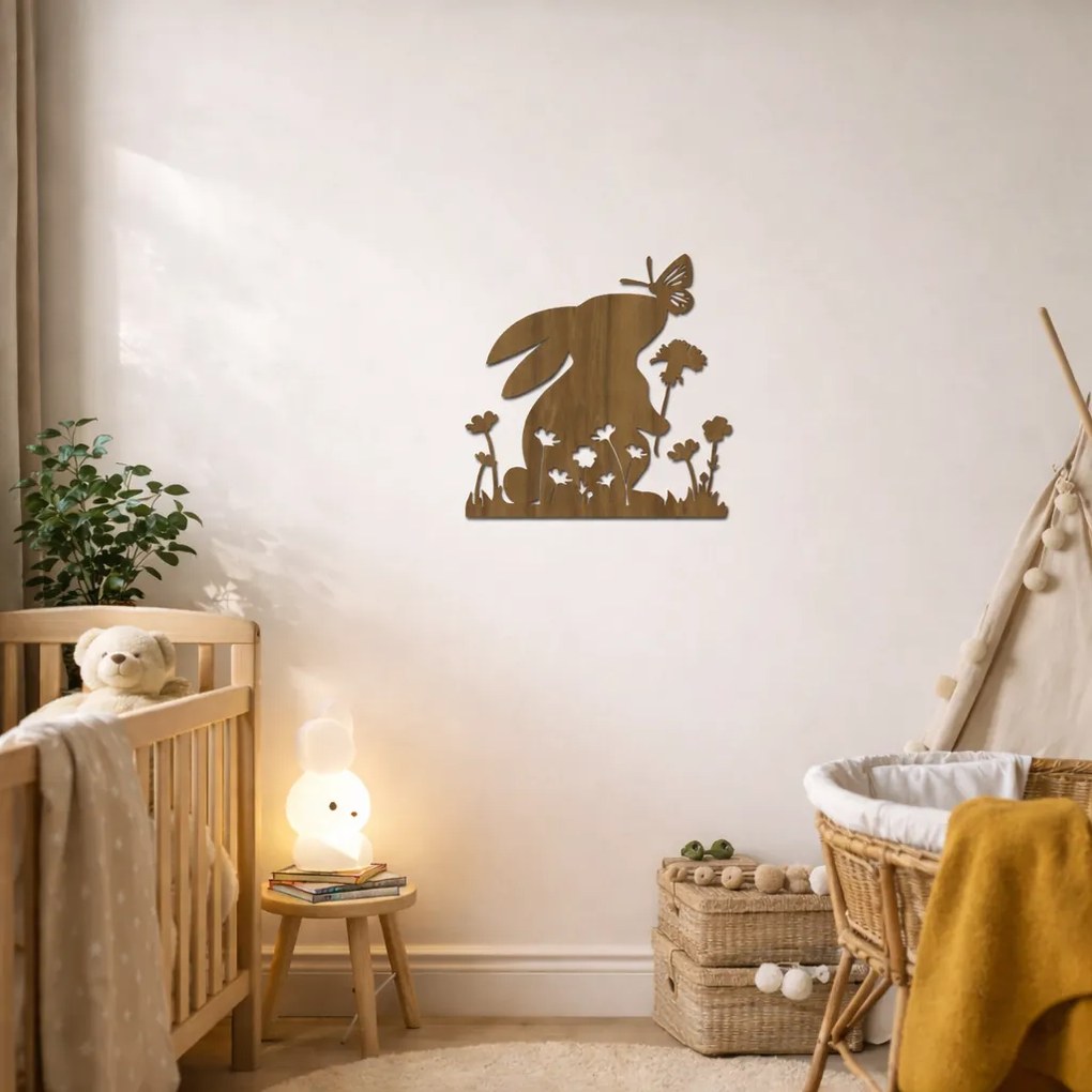 dřevo života Nástěnná dekorace Velikonoční zajíček s motýlkem Zvolte rozměr (cm): 40x44, Zvolte barvu dekoru: Černá