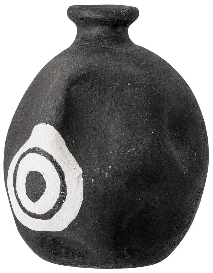 Černá dekorativní váza z terakoty Bloomingville Mika, výška 14 cm