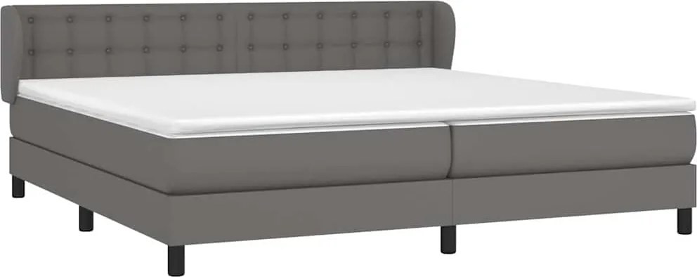 Box spring postel s matrací šedá 200x200 cm umělá kůže 3127335