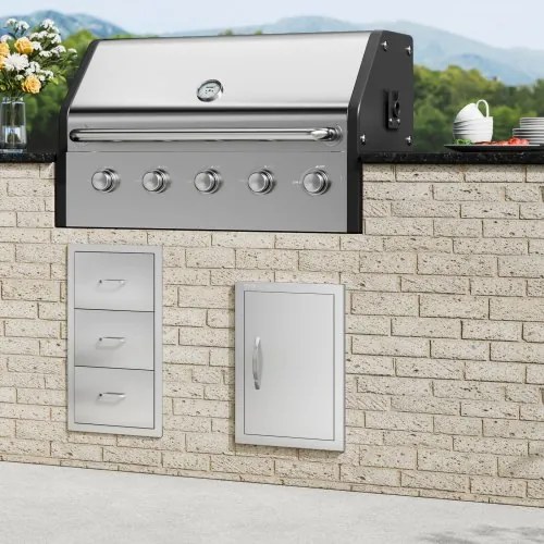 BBQ přístupová dvířka, 355 × 508 mm jednoduchá venkovní kuchyňská dvířka