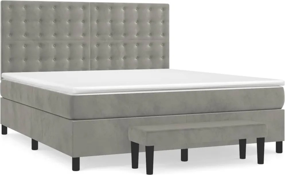 Box spring postel s matrací světle šedá 180x200 cm samet 3138097