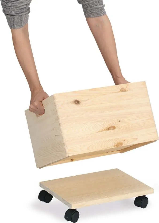Zeller Present Dřevěný podstavec s kolečky pro manipulaci s těžkými předměty, 33 x 27,5 x 7,5 cm