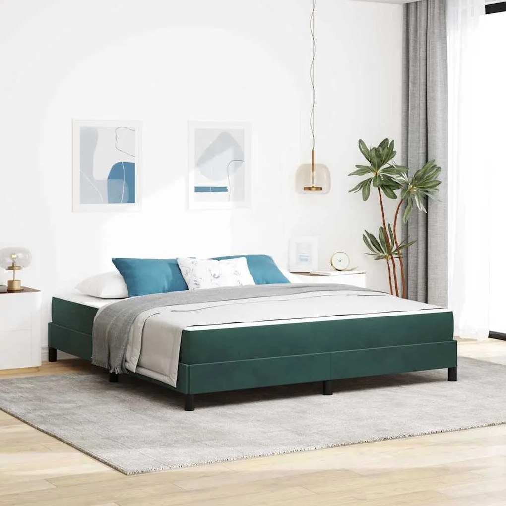 Postel s boxspringem s matrací Tmavě zelená 180 x 200 cm textil 3398710