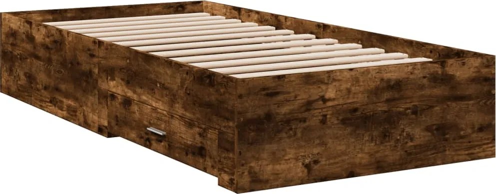 Rám postele se zásuvkami kouřový dub 90x190 cm kompozitní dřevo 3280437