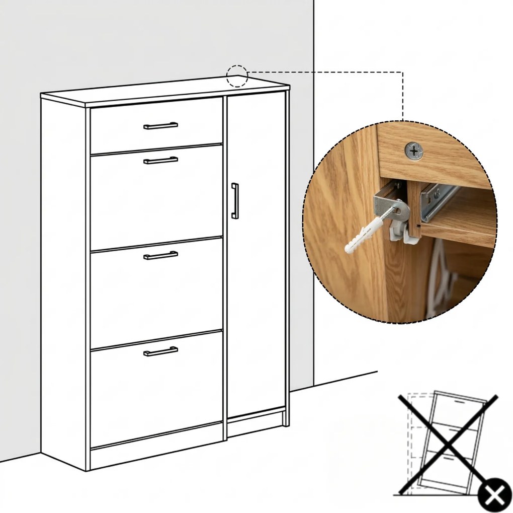 Botník TAMI, 90 x 125 x 28 cm, hnědá