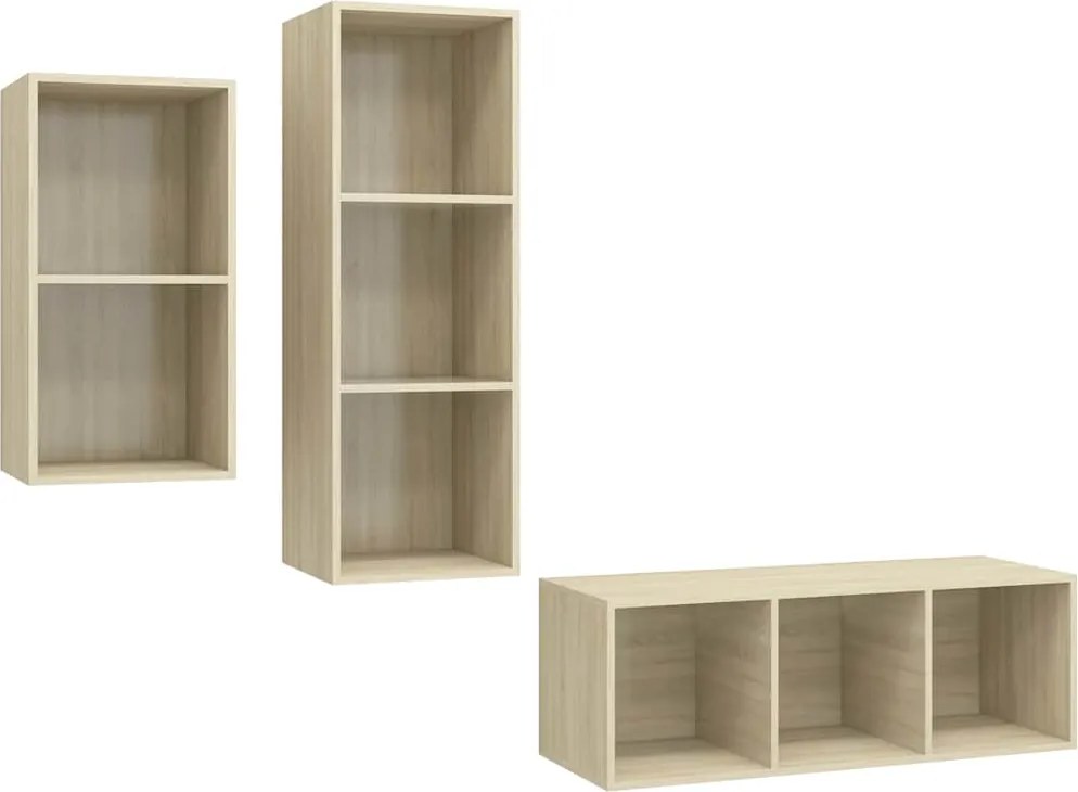 3dílný set TV skříněk dub sonoma kompozitní dřevo 3079631