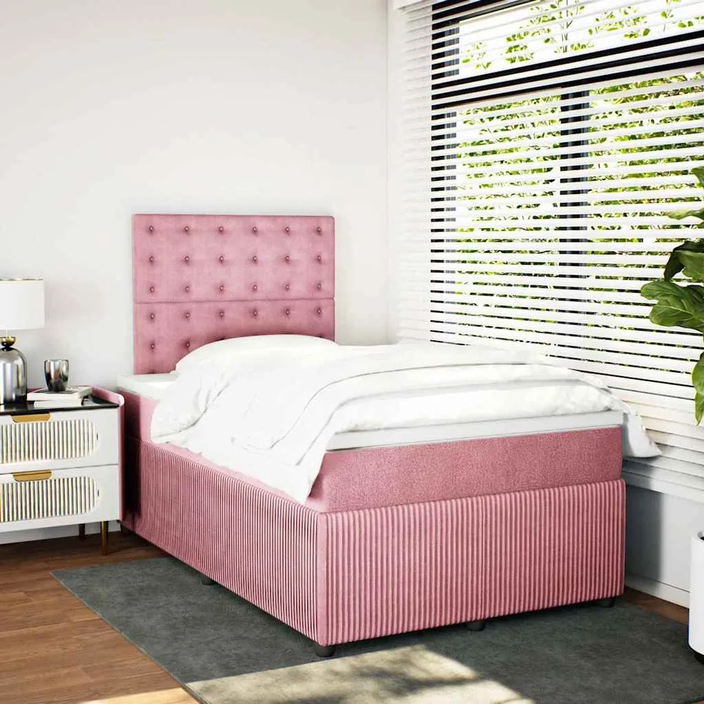 Box spring postel s matrací růžová 120 x 200 cm samet 3292327