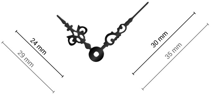 Malé černé hliníkové ručičky na hodiny Antik 30 mm | 24 mm APH056B