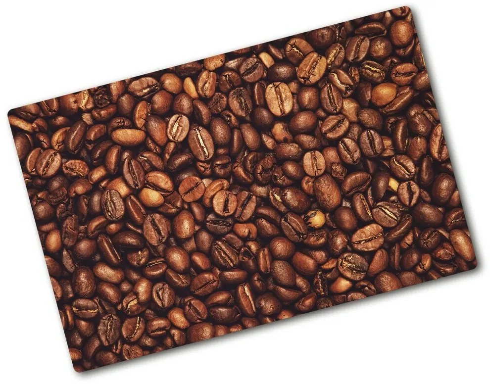 Wallmuralia Kuchyňská deska velká skleněná Zrnka kávy 80x52 cm