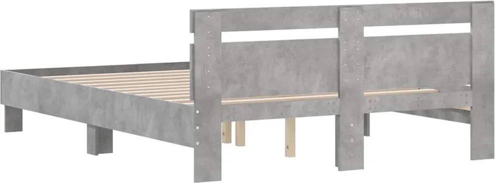 Rám postele s čelem betonově šedý 140 x 190 cm kompozitní dřevo 3207437