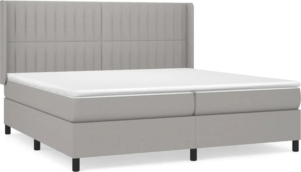 Box spring postel s matrací světle šedá 200 x 200 cm textil 3131617