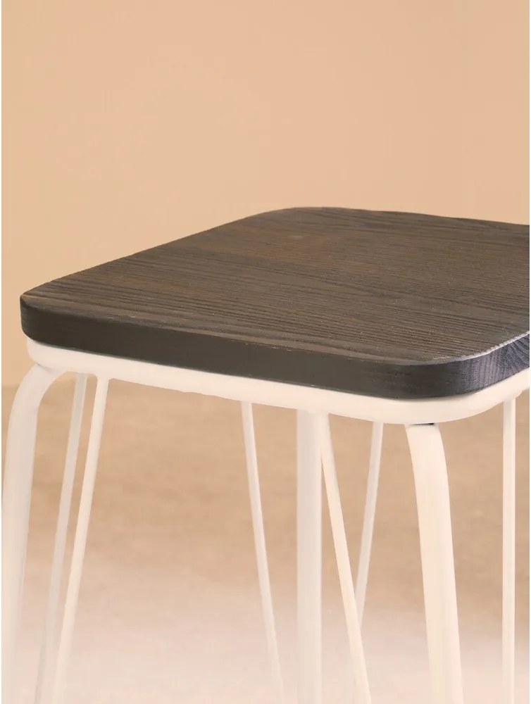 Bílá/v tmavě přírodní barvě stolička z jilmového dřeva District – Premier Housewares