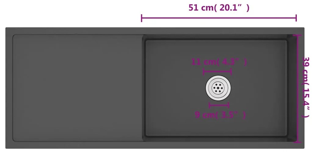vidaXL Marketos Ručně vyrobený kuchyňský dřez černý nerezová ocel