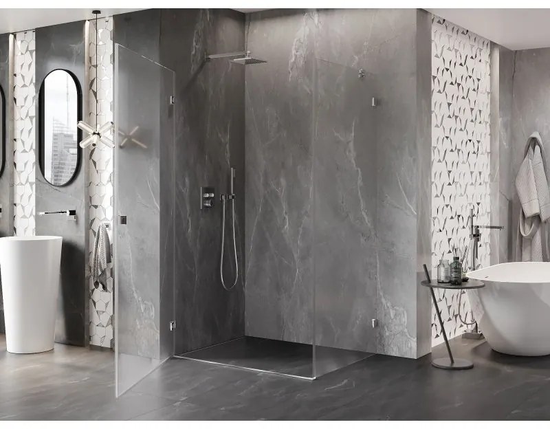 Mexen Lunar-B, sklápěcí sprchový kout levý 95 x 70 cm, 8mm čiré sklo, chromový profil, 832-095-070-01-00-L