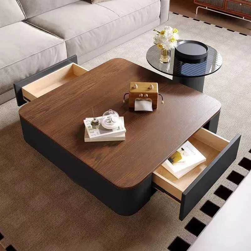 LuxuryForm DESIGN Konferenční stolek MODENA 80 × 80 cm - hnědý, černý (set)