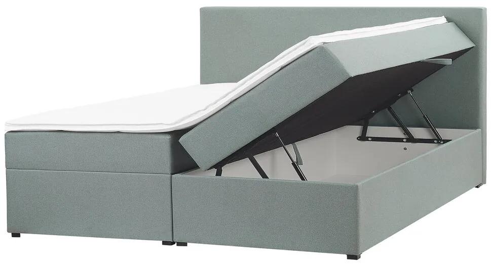 Kontinentální postel čalouněná 160 x 200 cm světle zelená SENATOR Beliani