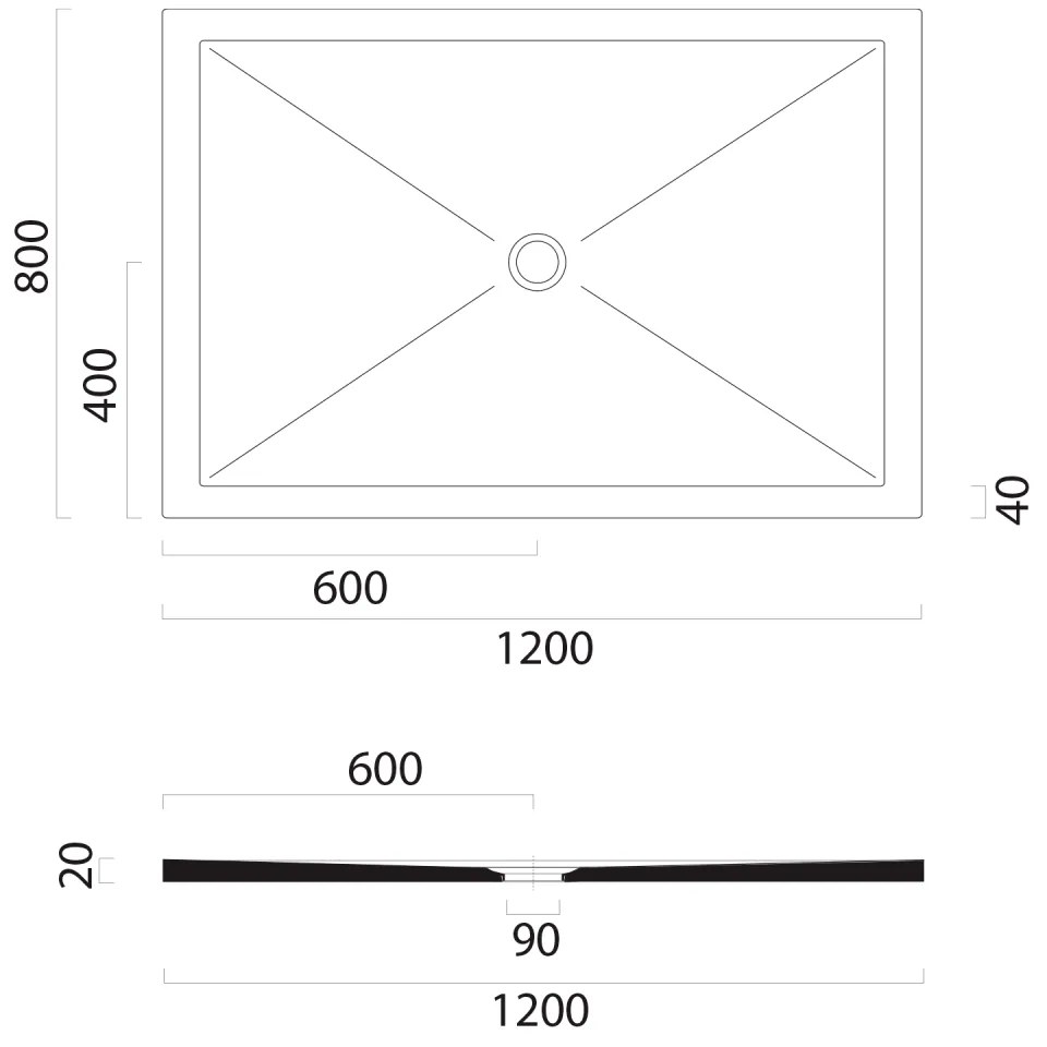 GSI Keramická sprchová vanička, obdélník 120x80x2cm, bílá mat 46120809