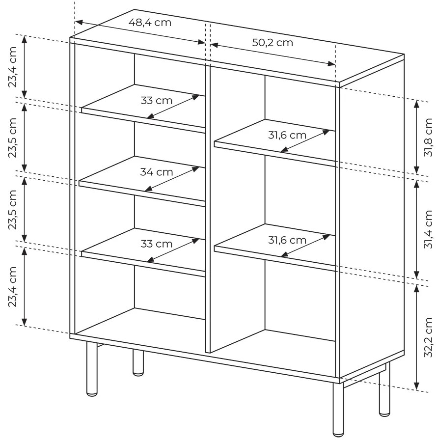 TAVO d | vysoká komoda 3D | 103,5 cm | dub cremona