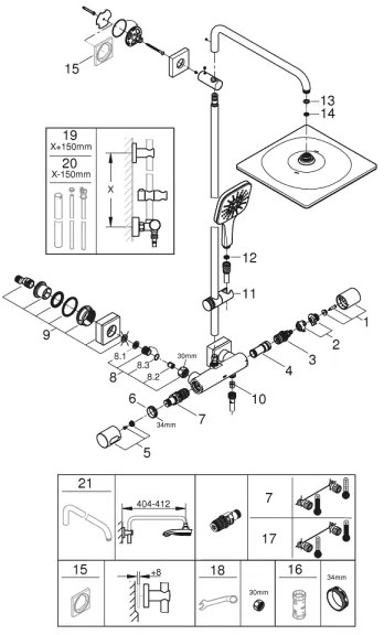 GROHE 26652000 - Sprchový systém RAINSHOWER SMARTACTIVE 310 450 mm lesklý chrom