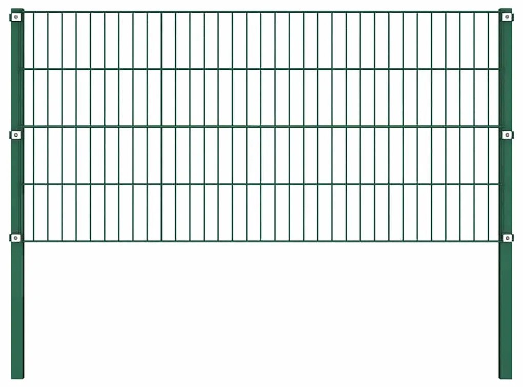 Plotový panel se sloupky železný 176,5 x 80 cm zelený 144933