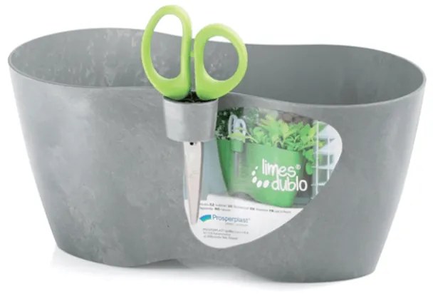 PROSPERPLAST Květináč s nůžkami - LIMES DUBLO, 25x12 cm Barva: beton