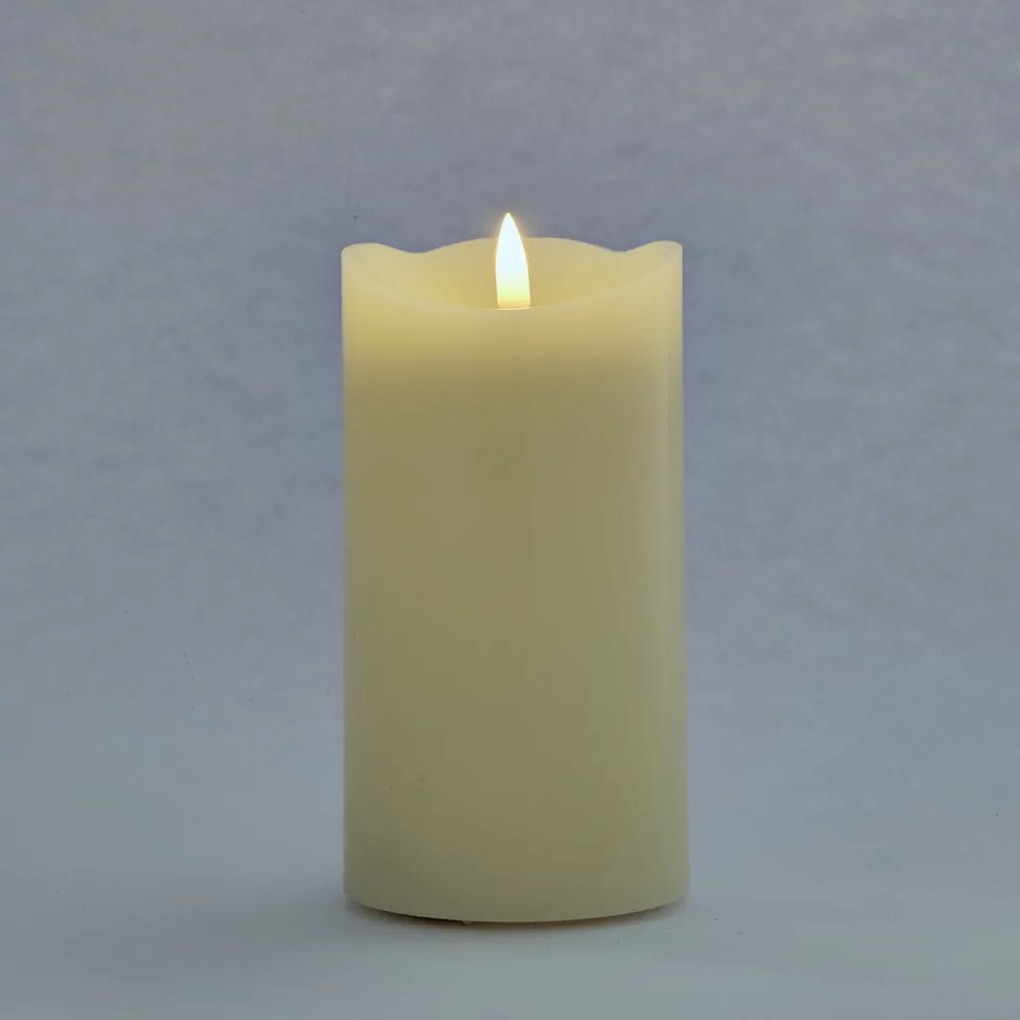 LED svíčka z pravého vosku na baterky, ø 8 × 10 cm, mandlová, 2× AA
