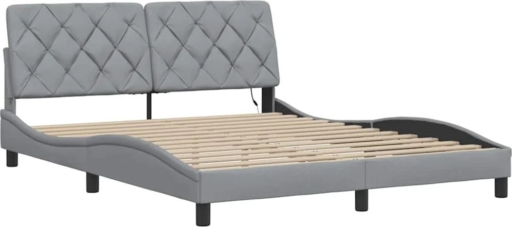 Rám postele s LED bez matrace Světle šedá 160x200 cm Látka 3310678