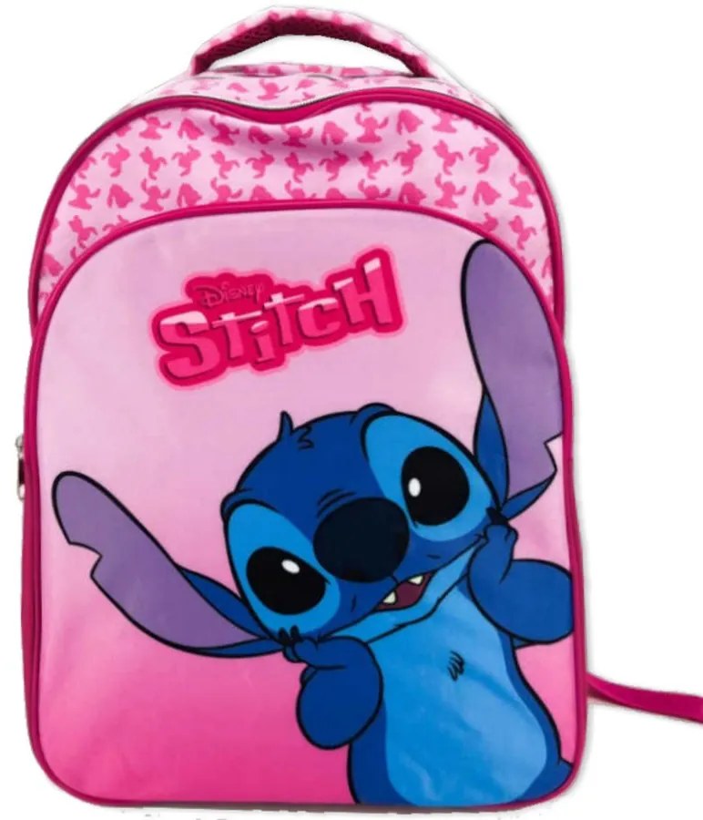 Dívčí školní batoh Lilo &amp; Stitch - růžový s obrázkem mimozemšťana Stitche - 20L