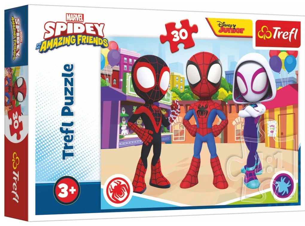 Puzzle Dobrodružství Spideyho a přátel 27x20cm 30 dílků v krabičce 21x14x4cm