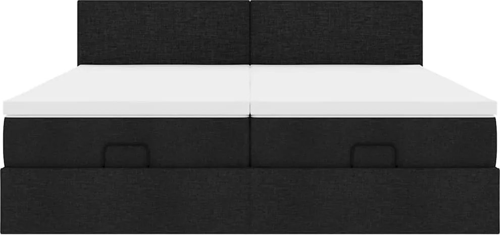 Osmanský rám postele s matrací černá 160x200cm textil 3311968