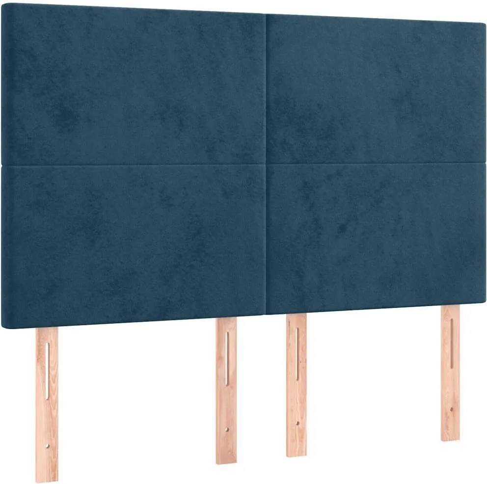 Box spring postel s matrací tmavě modrá 140x190 cm samet 3132559