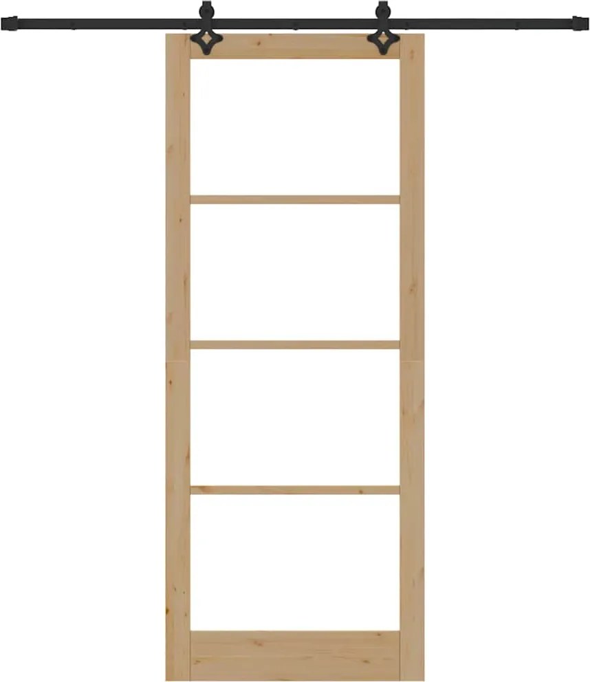 Posuvné dveře Přírodní 93 x 232 cm Masivní borové dřevo a sklo 3332319
