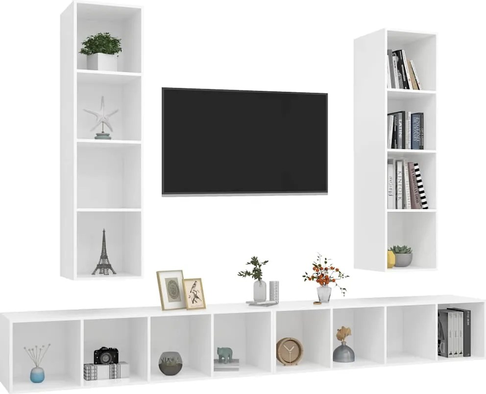 Nástěnné TV skříňky 4 ks bílé kompozitní dřevo 3079889
