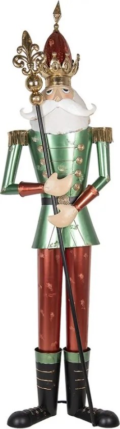 Veliká červeno-zelená kovová socha Louskáček Nutcracker - 64*48*235 cm