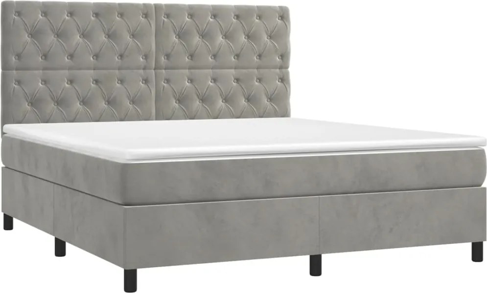 Box spring postel s matrací světle šedá 160x200 cm samet 3143211