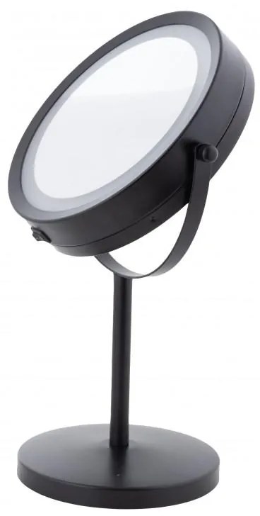 Erga Kimi, zvětšovací kosmetické zrcadlo s LED podsvícením 210x320 mm, černá matná, ERG-YKA-CH.KIMI-BLK