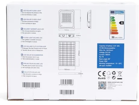 Aigostar - LED Stmívatelný solární reflektor LED/50W/3,2V IP65 + DO