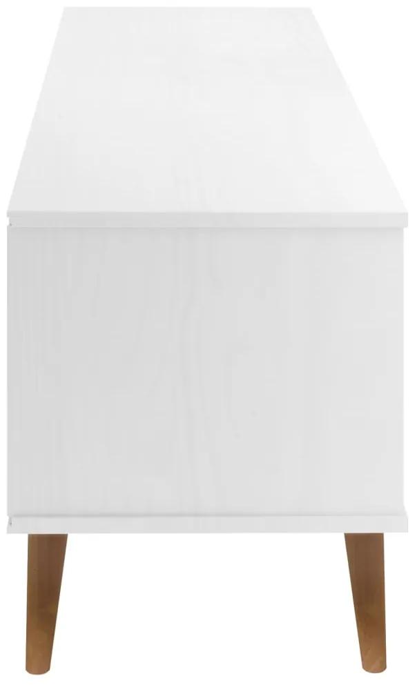 TV stolek MOLDE bílý 158 x 40 x 49 cm masivní borové dřevo - Default Title
