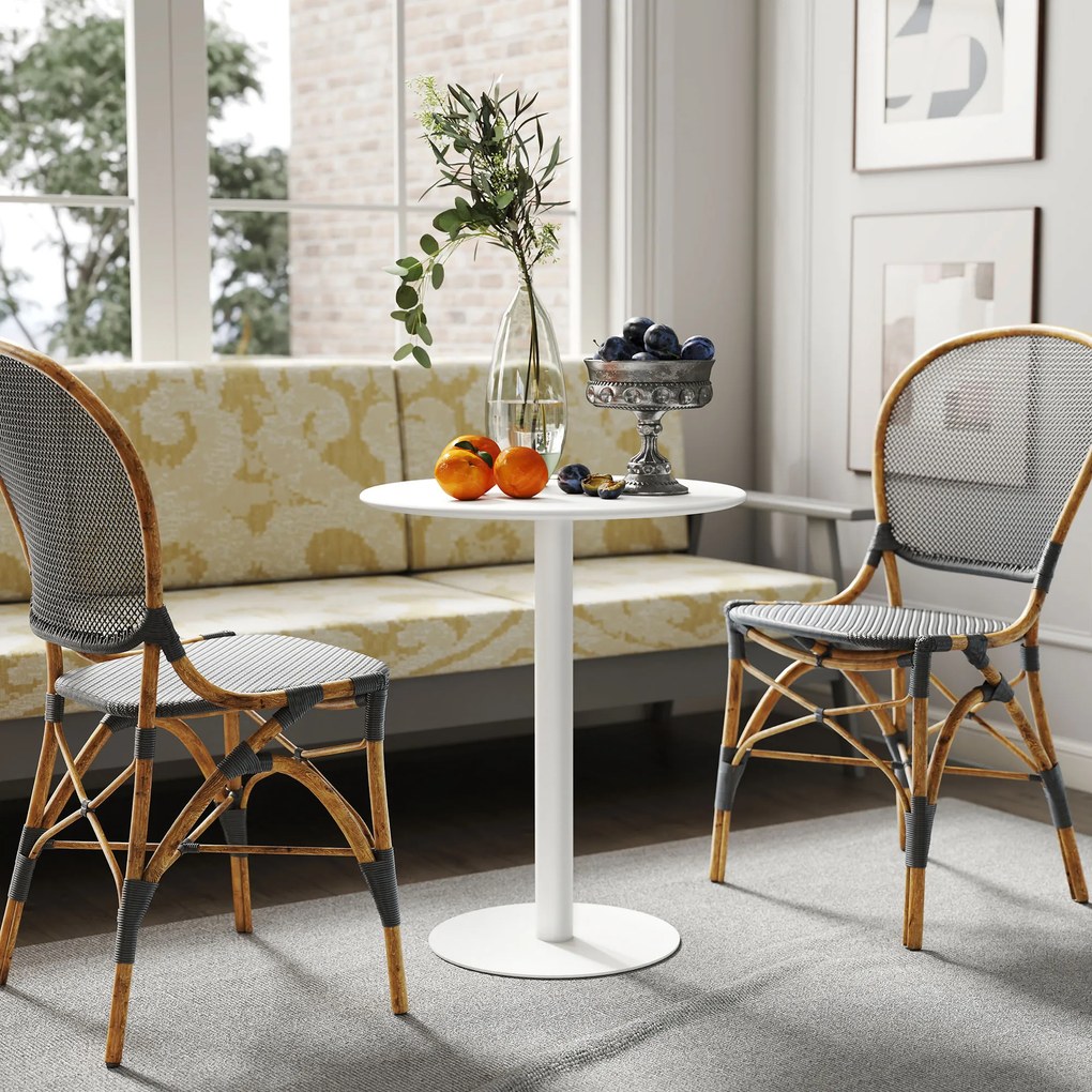 HOMCOM Jídelní Stůl, Kulatý Kuchyňský Stůl pro 2 Osoby, Moderní Jídelní Stůl do Obývacího Pokoje, Zahrady, Ocel, Ø60 x 72 cm, Bílý