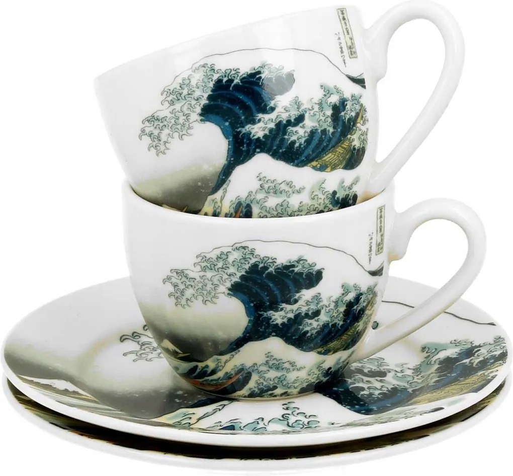 Sada 2 ks šálků s podšálkem Hokusai The Great Wave 90 ml vícebarevná