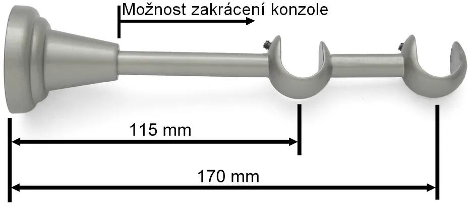 GARNÝŽE-HEBR Garnýž Válec double matná stříbrná dvojitá 190 cm
