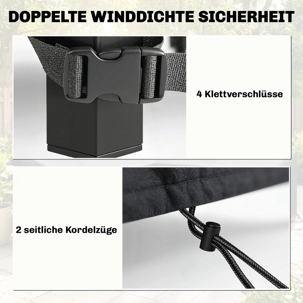 Outsunny Ochranný kryt na zahradní nábytek Zimní nepromokavý kryt Anti-UV plachta 420D Oxford tkanina 125x125x74cm černá