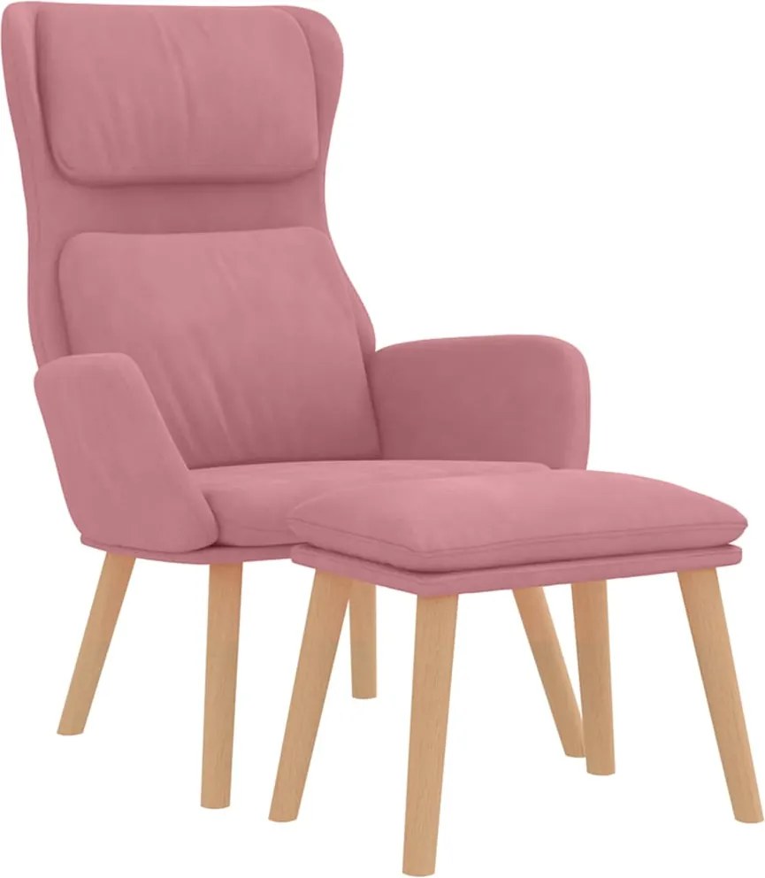 Relaxační křeslo se stoličkou růžové samet 3097824