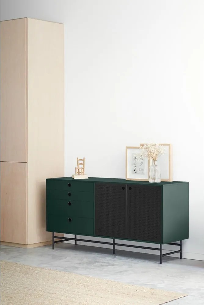 Černo-zelená komoda Teulat Punto, šířka 150 cm