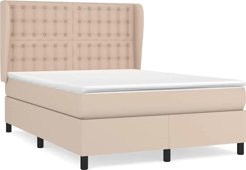 Box spring postel s matrací cappuccino 140x200 cm umělá kůže 3129038