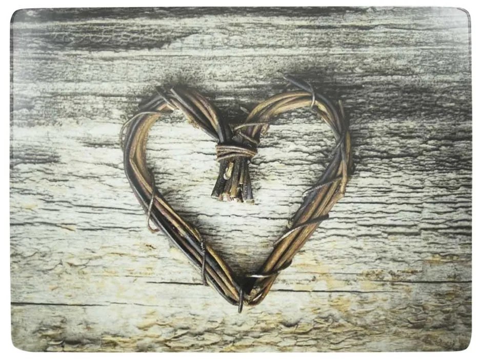 4ks pevné korkové prostírání srdce z větviček Heart Twig  - 30*40*0,4cm