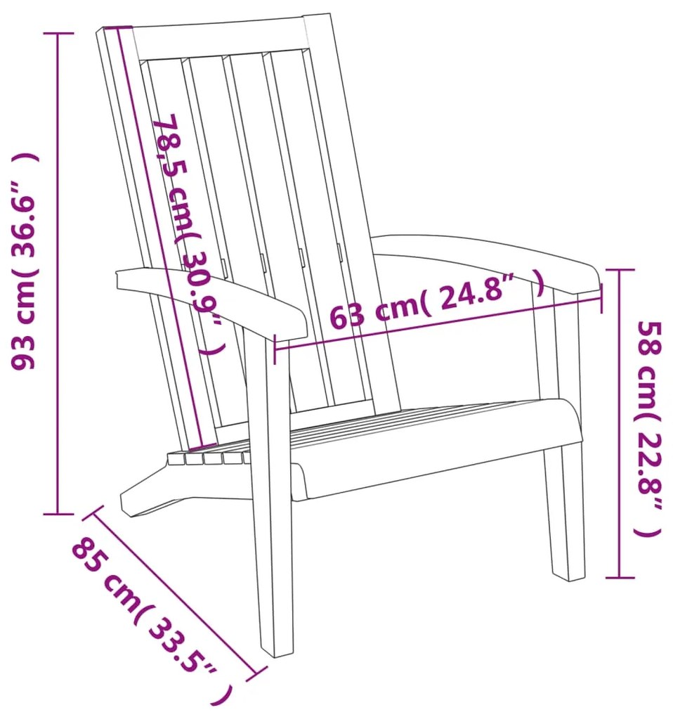 Zahradní židle Adirondack 2 ks černé polypropylen - Default Title