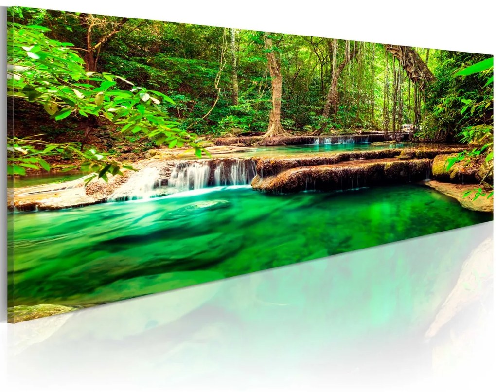 Obraz - Emerald Waterfall - 120x40