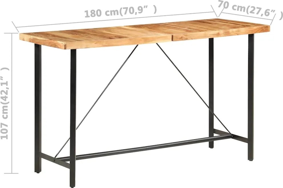 Barový stůl 180 x 70 x 107 cm masivní akáciové dřevo 286596