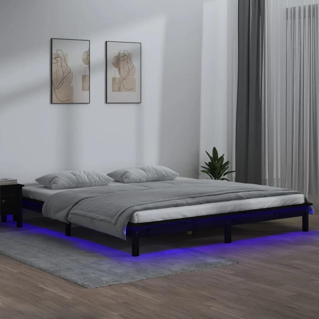 Rám postele s LED světlem černý 120 x 200 cm masivní dřevo,  820605